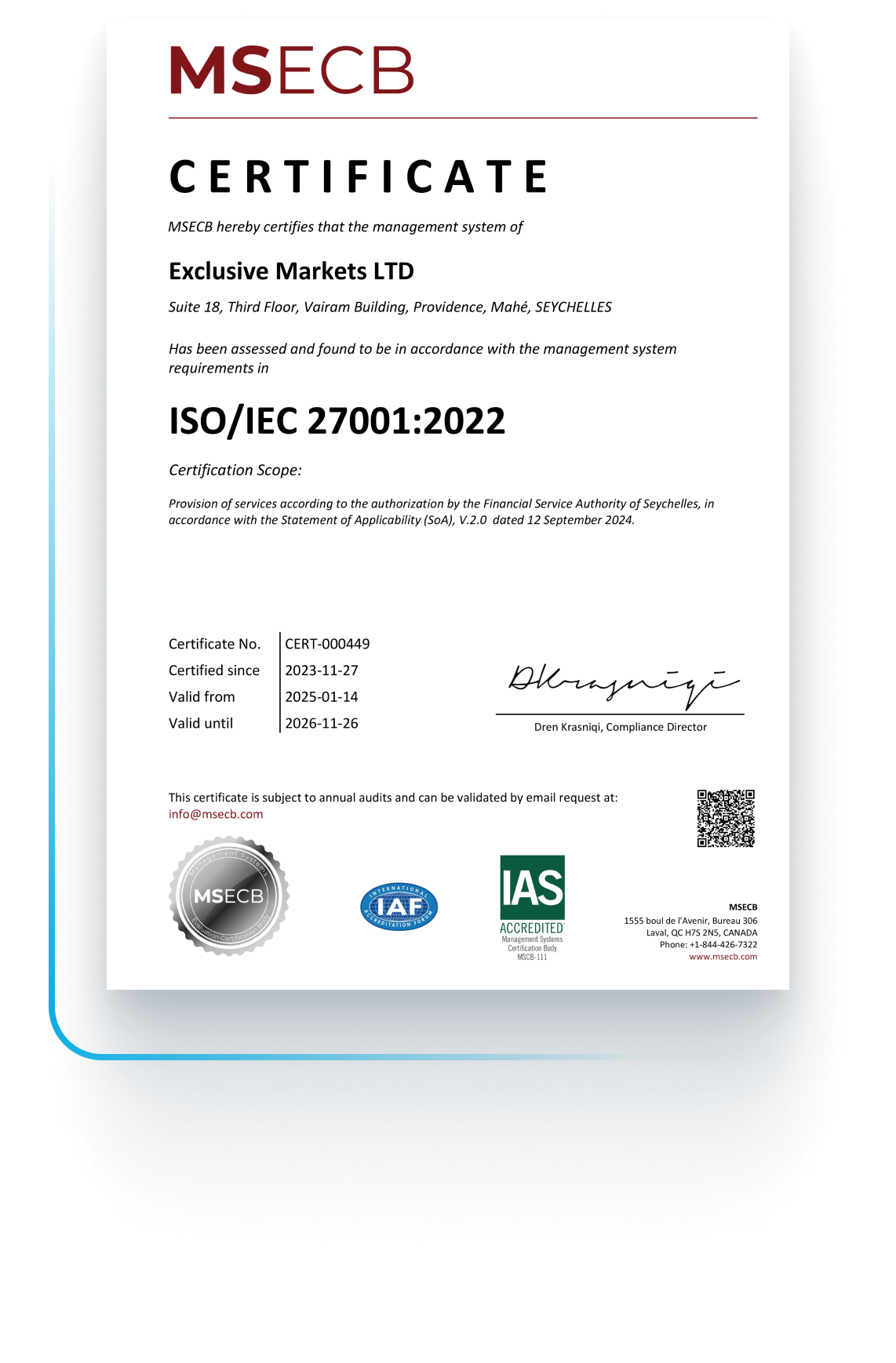 Regulations and License - Exclusive Markets